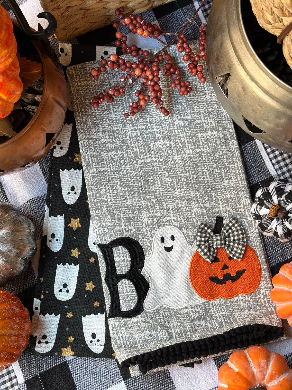 Set de 2 toalla de cocina bordadas con moño – Dos Puntos